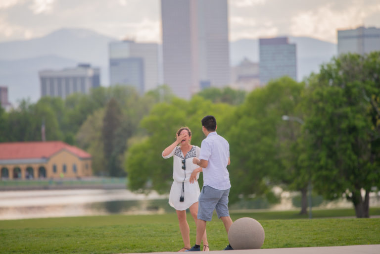 Proposal in City Park Denver on a Picnic Bike Ride