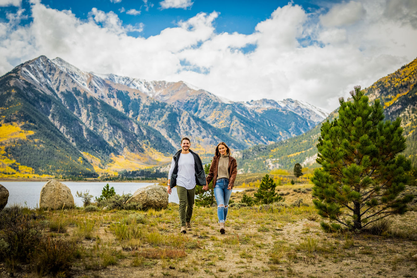 Proposal at Twin Lakes During Fall Colors Peak in Colorado