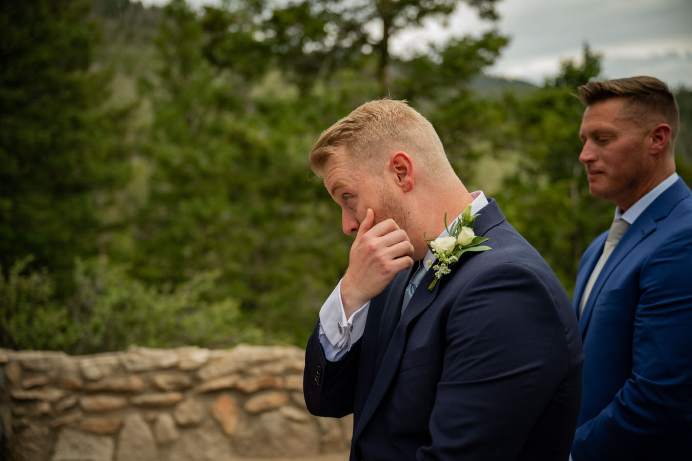 Sapphire Point Overlook July Wedding Groom Wiping Tear | Colorado ...